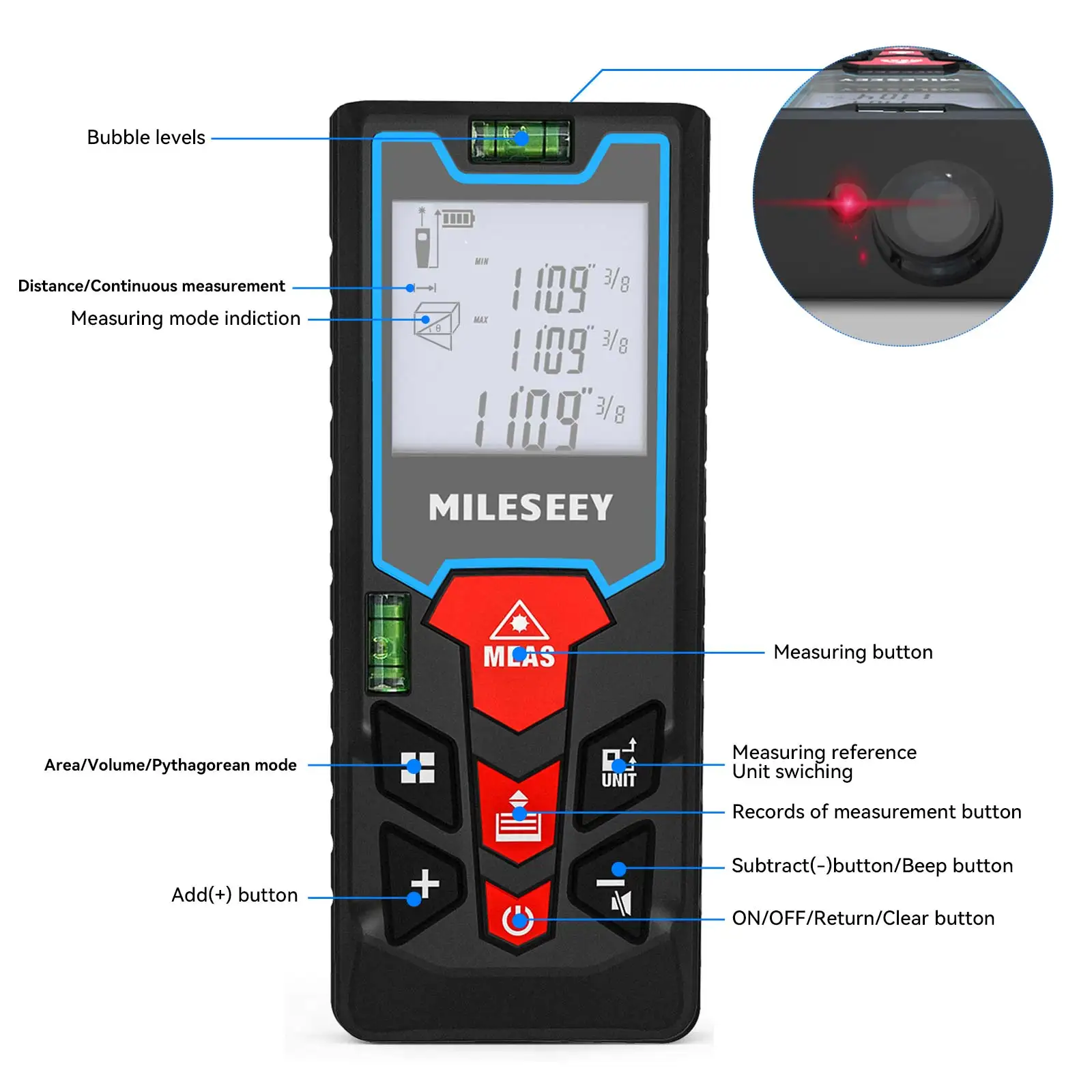 Mileseey Mini Laser Rangefinder Measure Tool Laser Distance Meter with ...