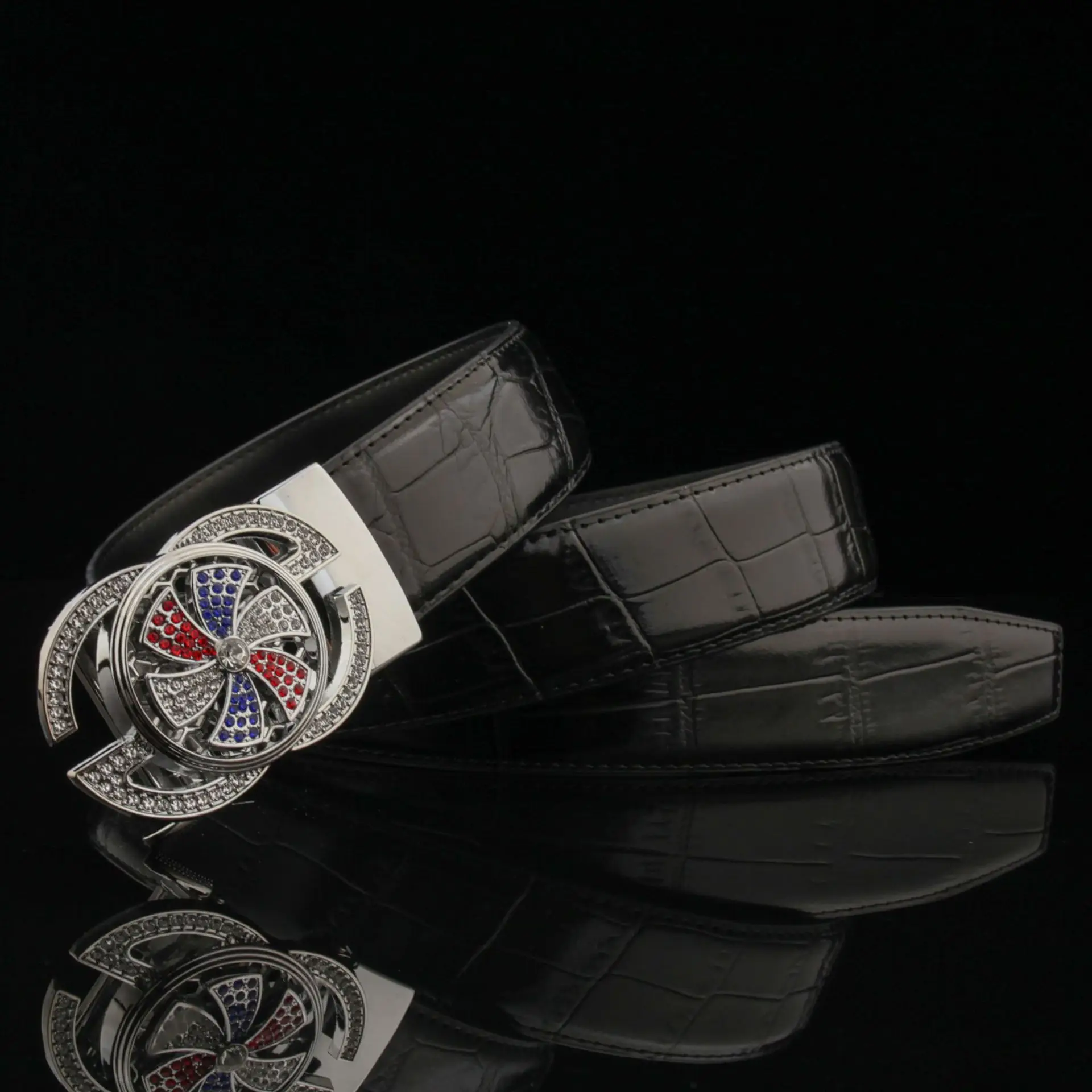 New Fashion Trendy Rotating Buckles Genuine Leather Men Belt Luxury ...