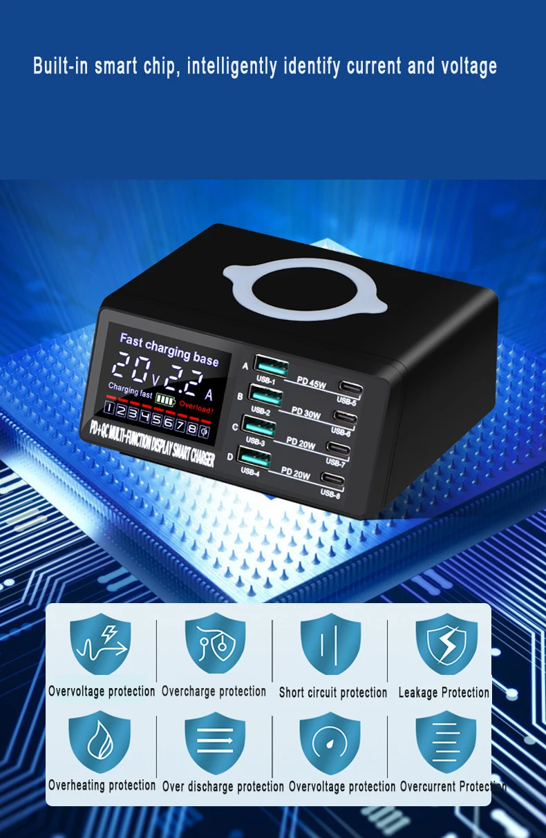 Multifunctional 8-port Pd 110w Qc3.0 Quick Charge Fast Charger For Ipad ...