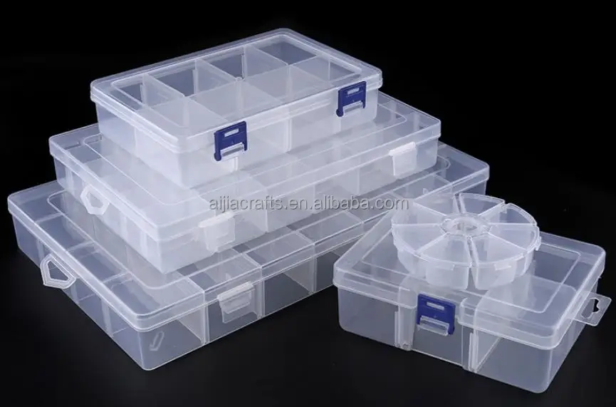Organizer Box Clear Plastic Adjustable Compartments Storage Container ...