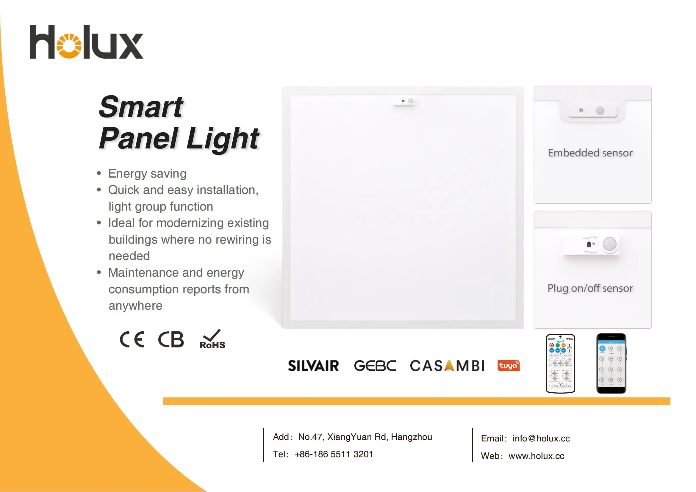 Comercial Smart Panel Light Zigbee Ble Pir/daylight Sensor 60x60 Indoor ...
