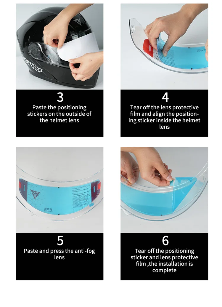 MOTOWOLF Anti-Fog Sticker Helmet Film - Transparent & Durable