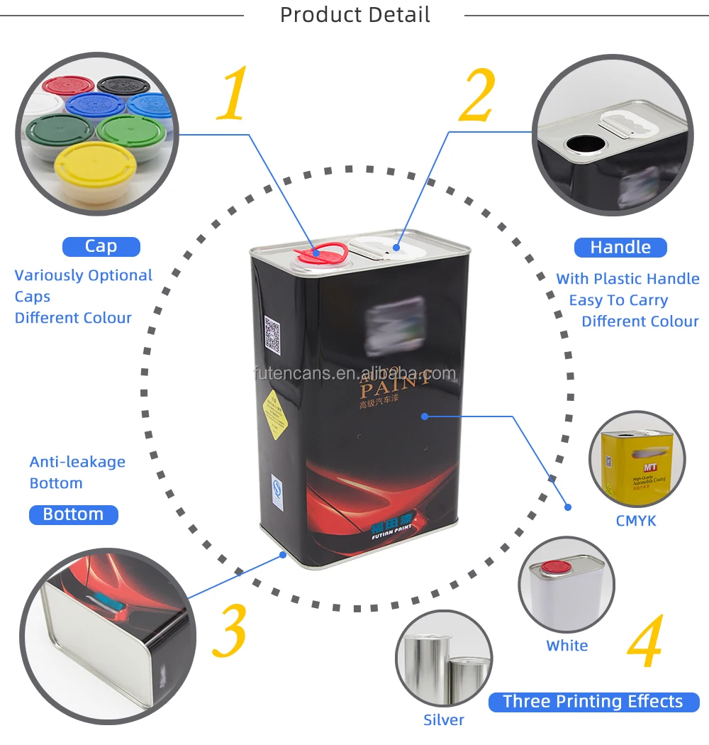 5l Square Tin Container Can With Plastic Cap For Glue/engine Oil ...