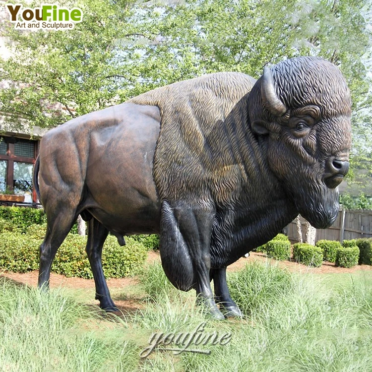 Outdoor Garden Park Decoration Metal Bronze Life Size Bison Statue ...
