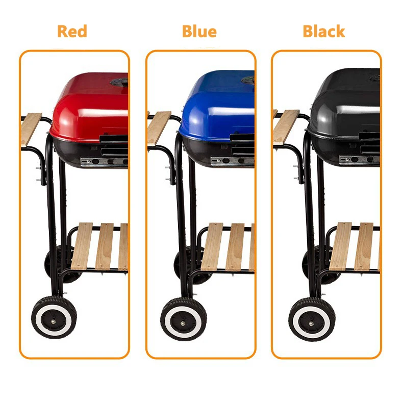 Portable 18-Inch Red Steel Camping BBQ Grill Trolley Charcoal Barbecue ...