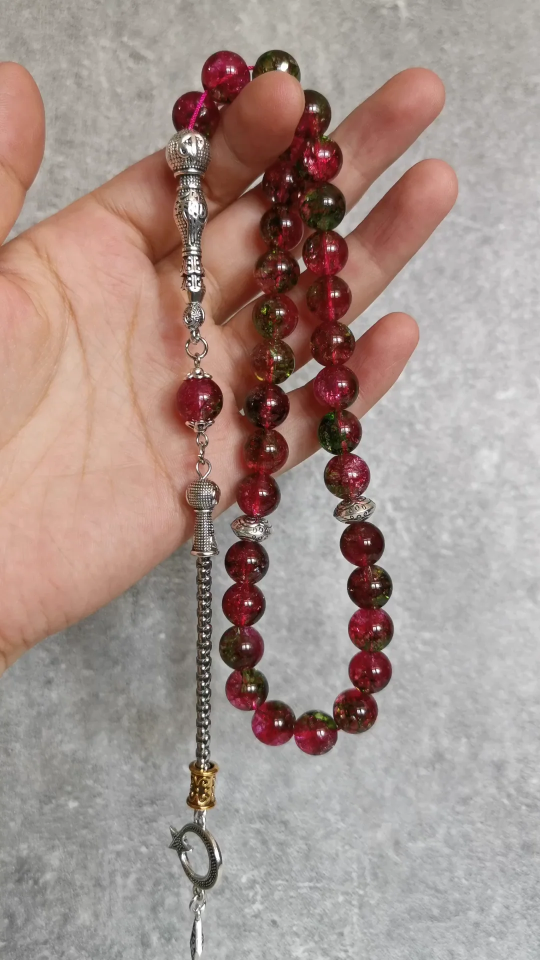 Muslim Tasbih Colored Quartz Islamic Misbaha 33 Rosary Bracelet Arabic ...