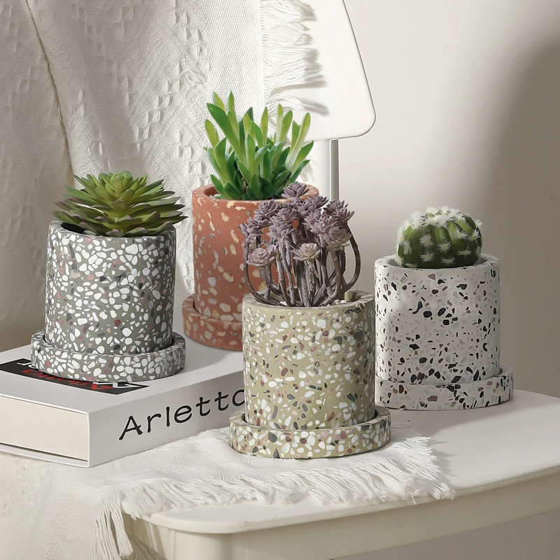 Custom Cement Flower Pots - Terrazzo Style Home Decor