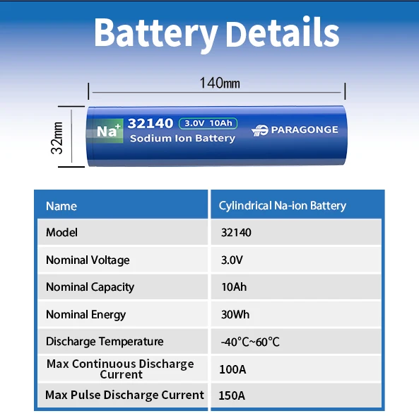 Paragonage Natrium Ionen Akku 3.V 10Ah Na Ion Cell Battery Rechargeable ...