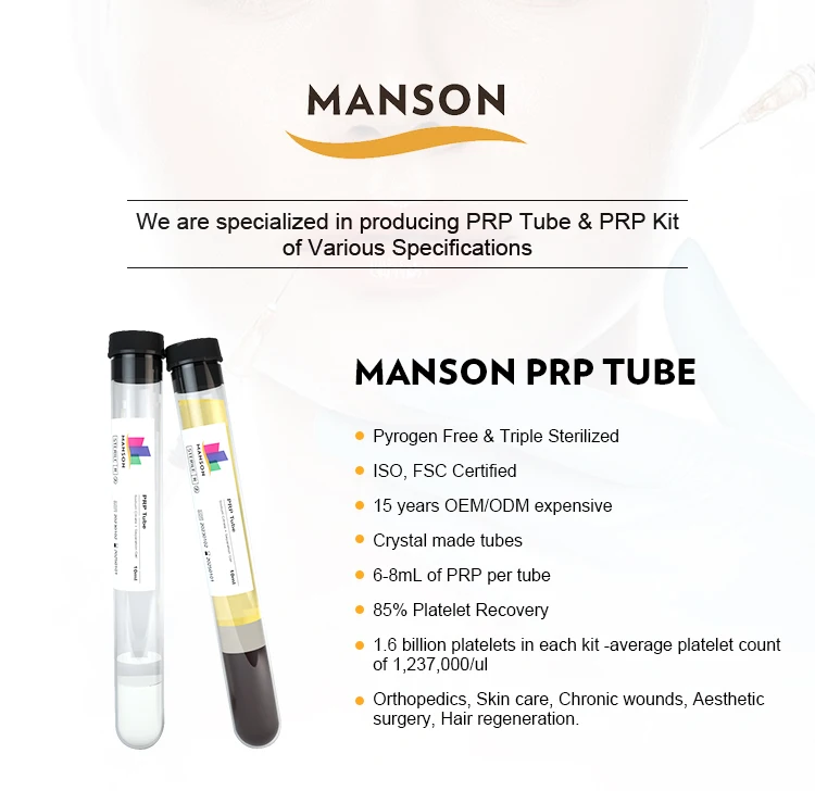 MANSON Vacuum Laboratory Disposable 8ml PRP Test Tubes Vampire Breast ...