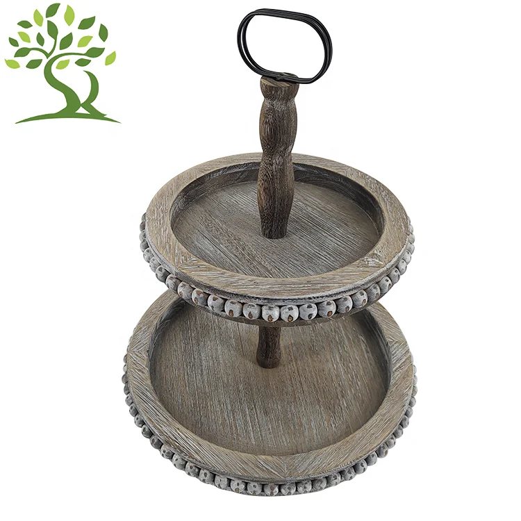 Distressed Wood Tiered Serving Tray Stand,Rustic Farmhouse Kitchen ...