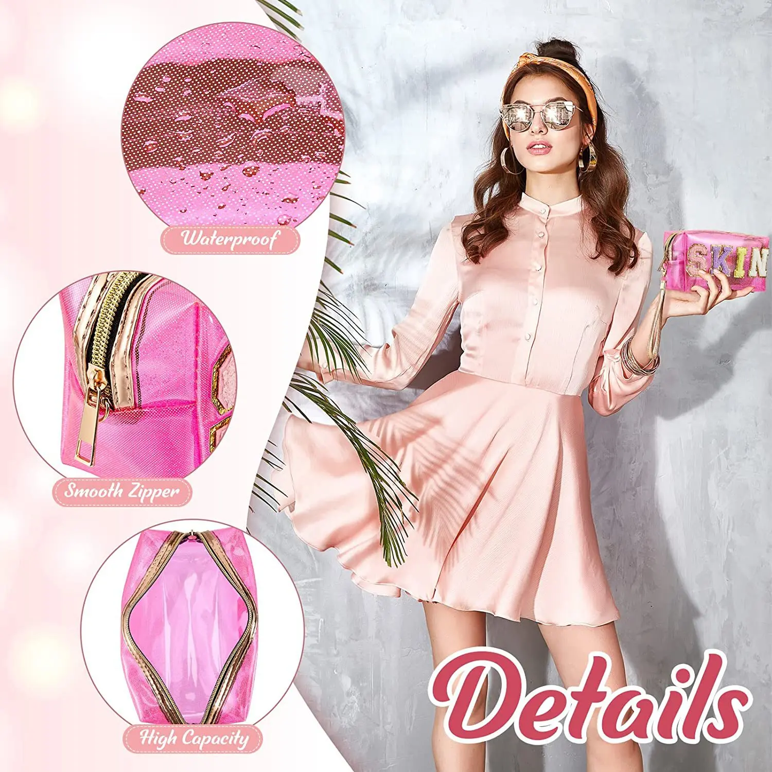 Luxury Woman Clear PVC Cosmetic Bags Cases Glitter New Design Sequin ...