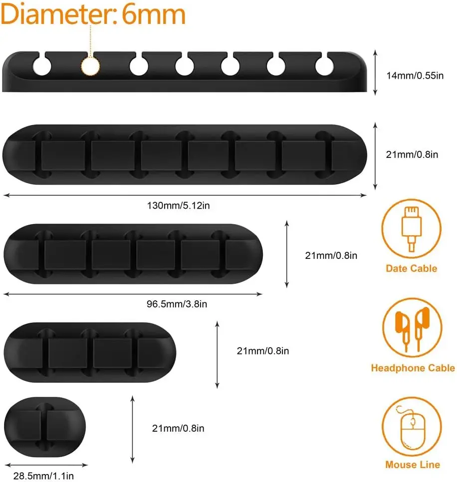 7-channel Silicone Cord Cable Organizer - Efficient Management