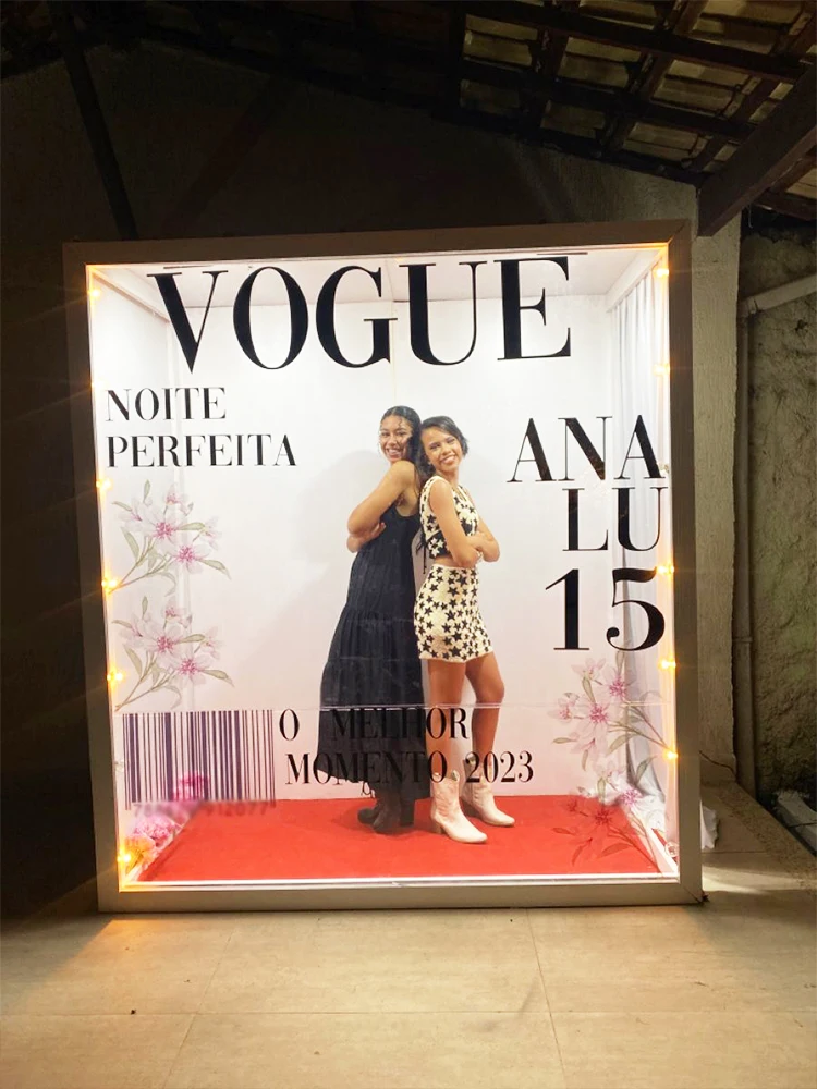 Magazine Photo Booth Box Backdrop with LED Light - Funvisinon
