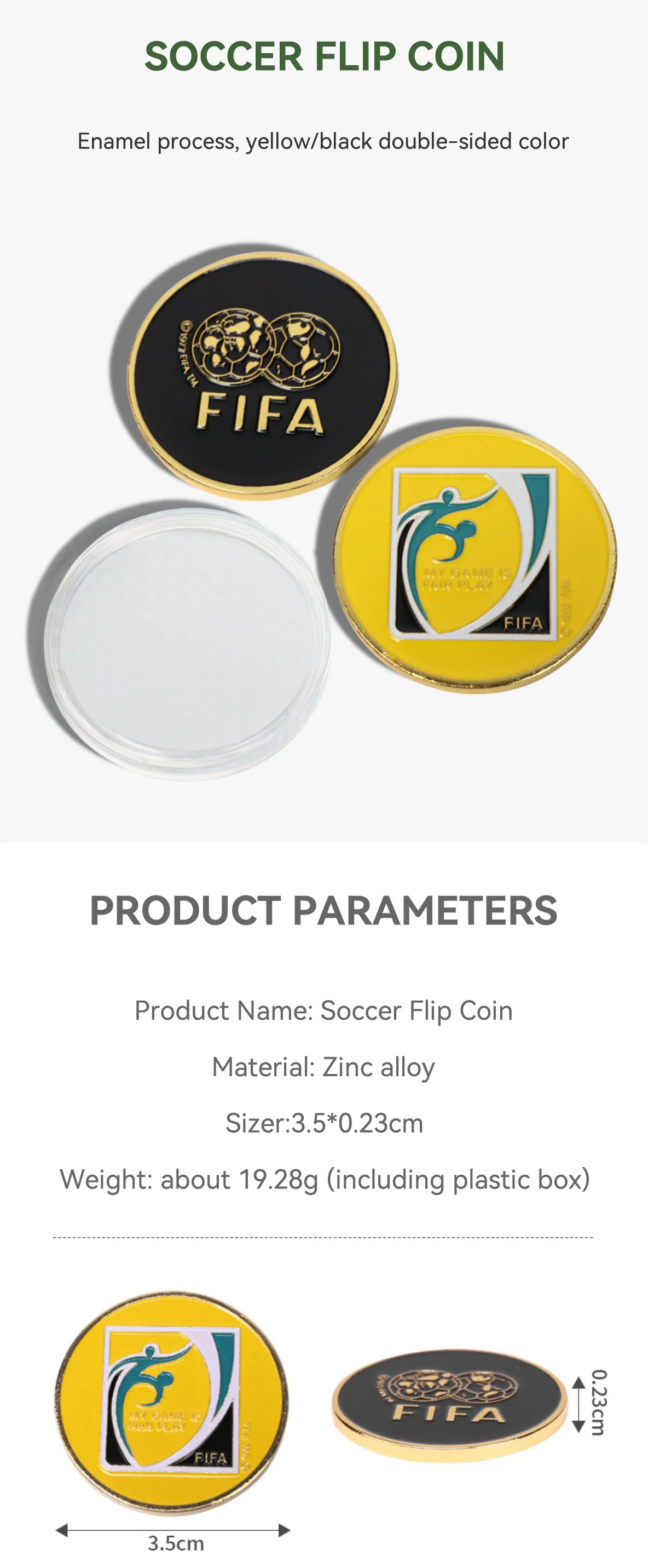 Gorilla Anti-Rust Zinc Alloy Soccer Flip Coin with Case - OEM