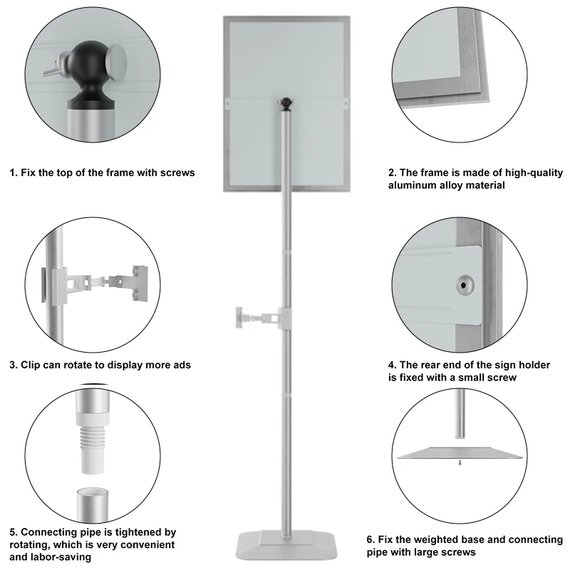 CYDISPLAY Silver Aluminum A3 Poster Display Stand Portable Adjustable ...