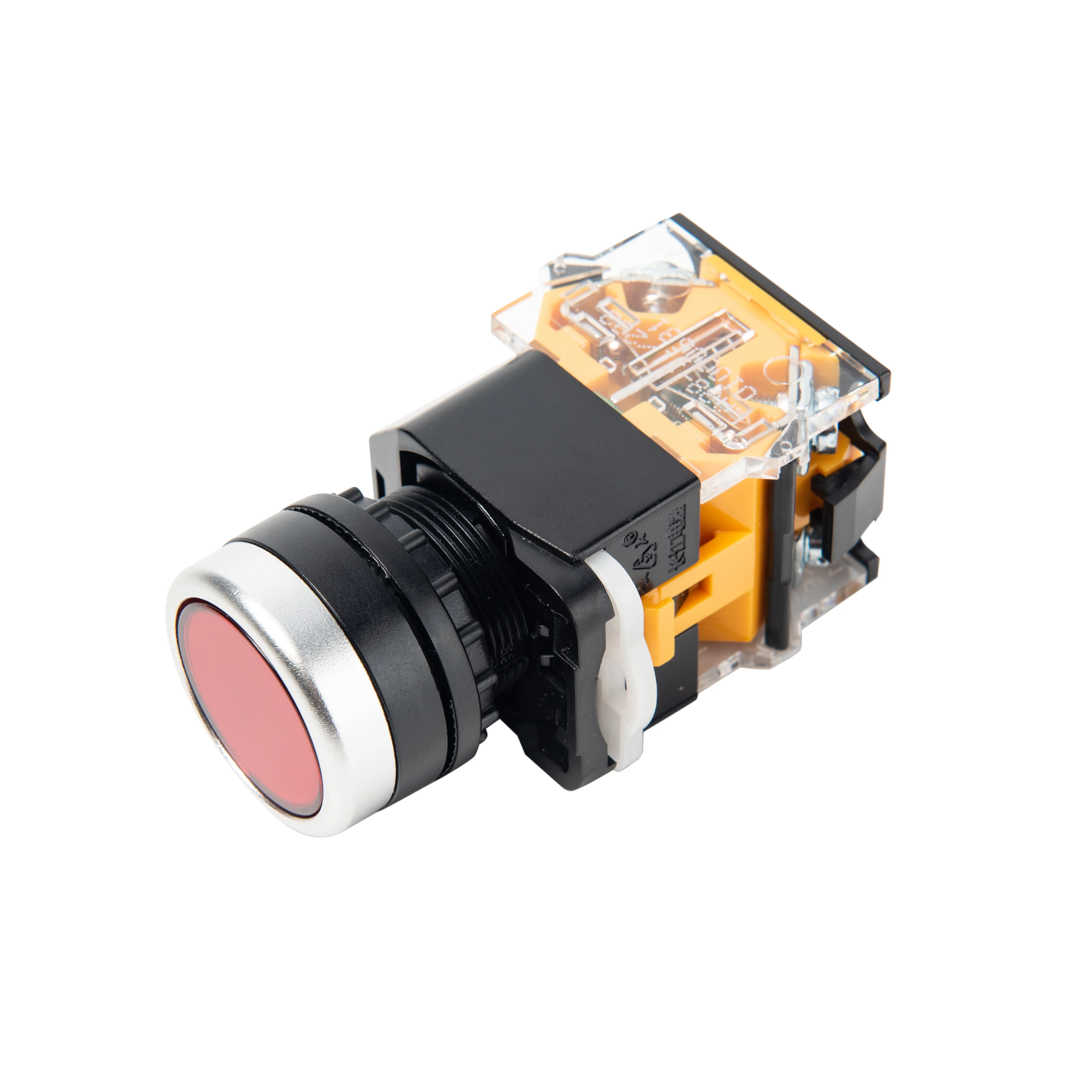 LA38 Series 12V 24V 48V 22mm Plastic Flat Head Latching Push Button ...