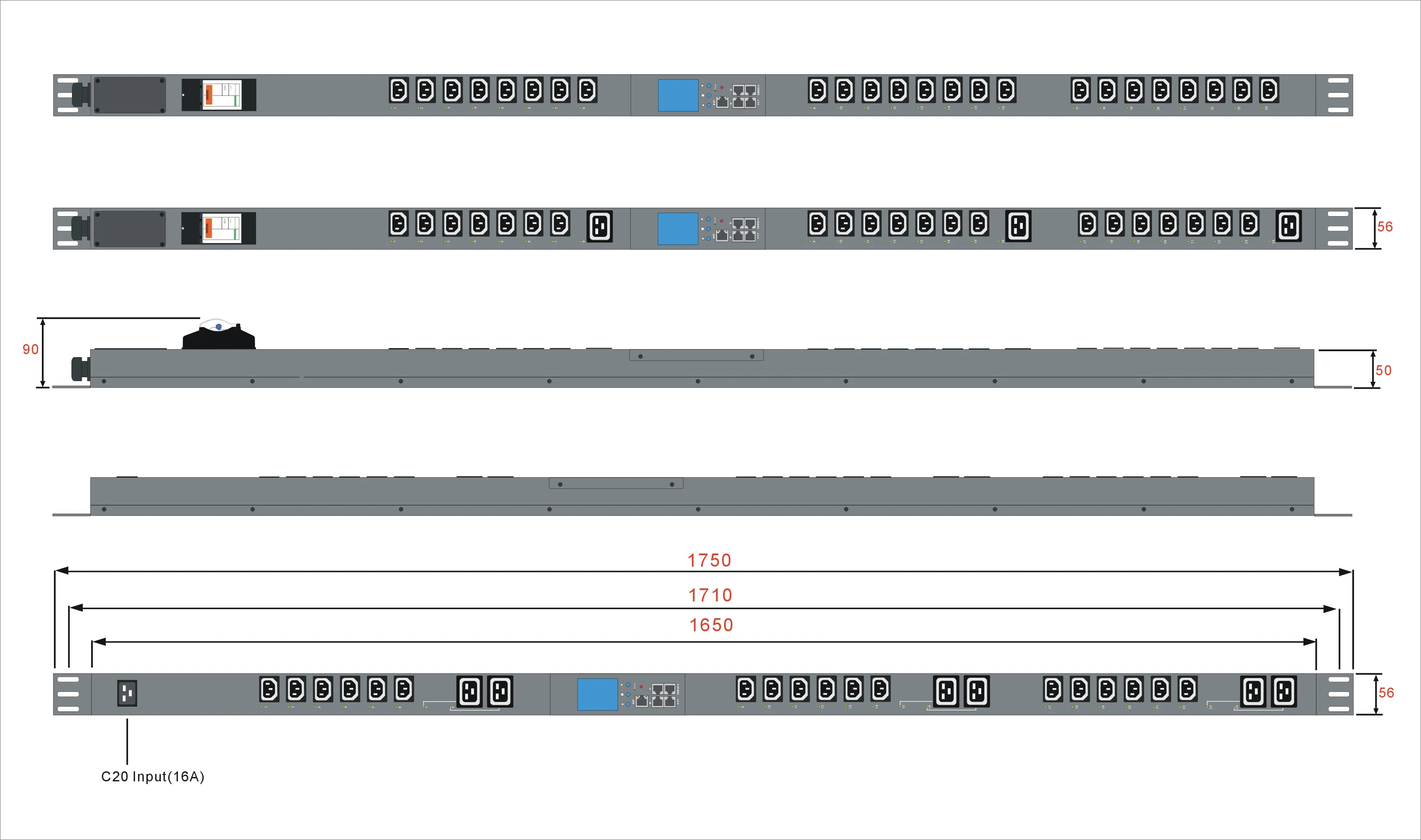 2023 8-Bit Intelligent PDU Cabinet for Data Center Control
