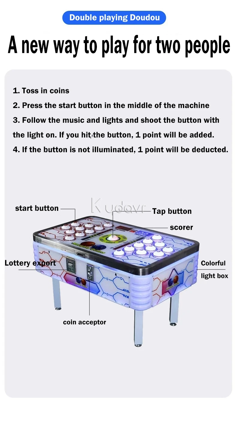 Amusement Park Coin Operated Two Player Battle Speed Challenge Whack a Mole Push Led Light ...
