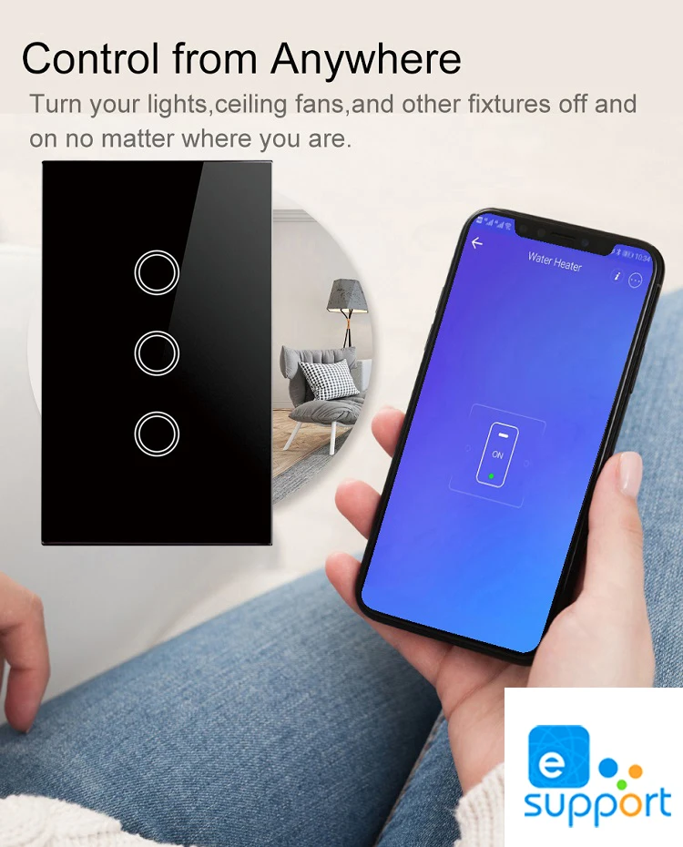 Customized Ewelink 120 AU/US WIFI Touch Smart Wall Light Switch 1 2 3 4 ...