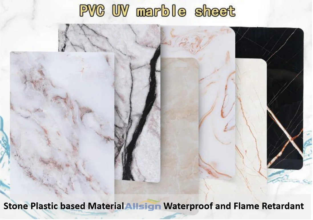 Allsign Factory Popular Laminated Marble Texture Pvc Rigid Celuka Sheet ...