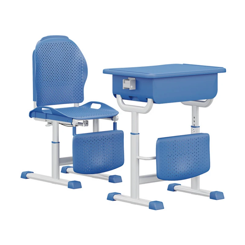 Classroom Study Table and Chair Desk Set With Footrest for Lunch Break ...