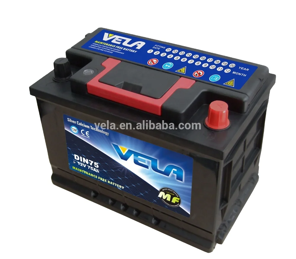 New DIN 75 12V 75AH Sealed Lead Acid Car Battery - VELA Brand with 18 Month Warranty for ...
