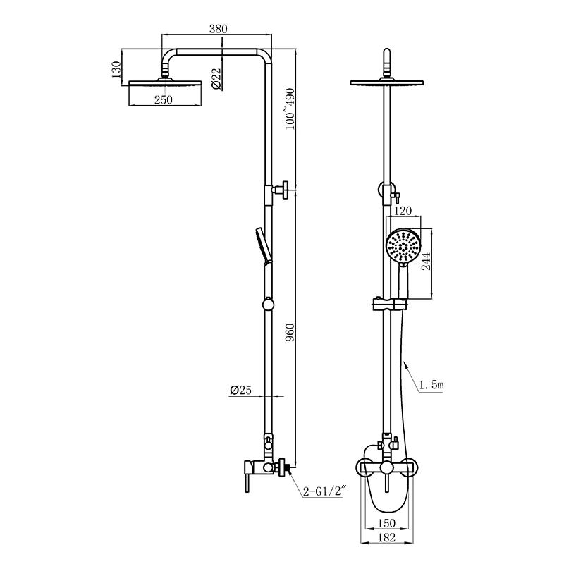 Empolo Classic Brass Hotel Shower Set Bathroom Mixer Faucet Matte Black ...