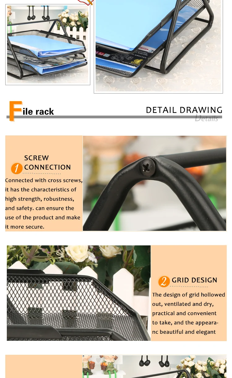 2 Tier Storage Shelf Metal Mesh Desk Organizer Document File Organizer ...