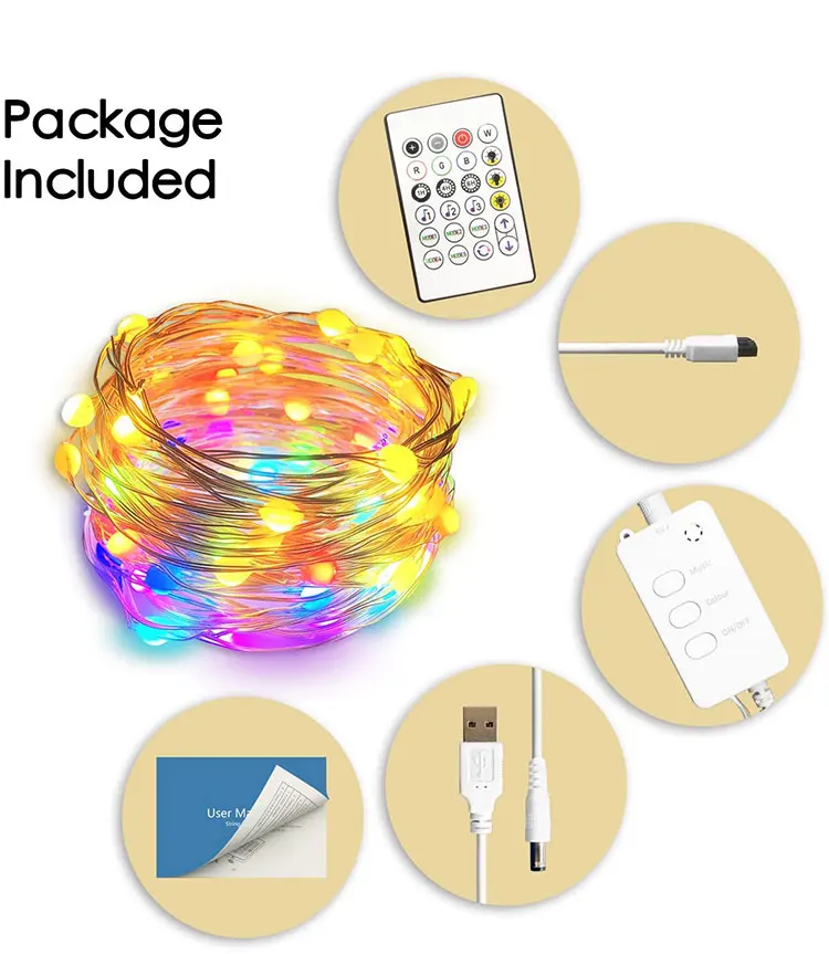 Smart Led Christmas Tree Decoration Lights Remote Control 10m Usb ...