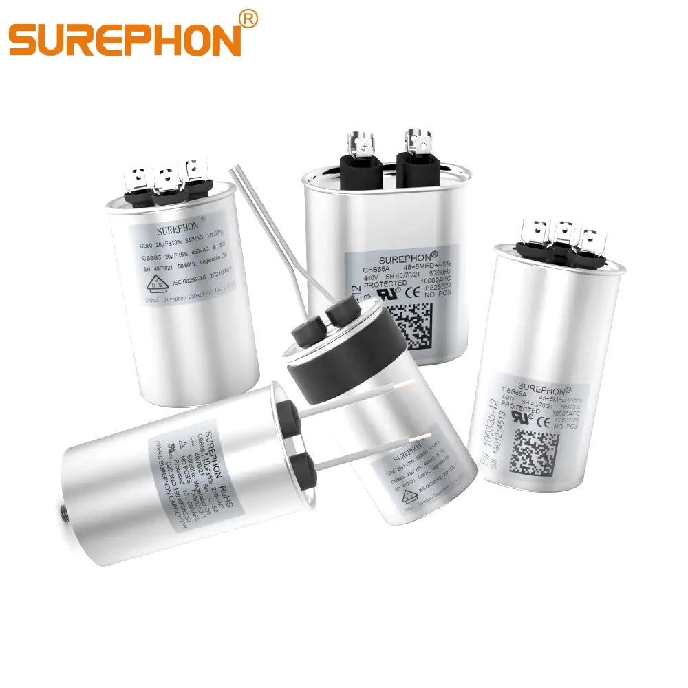 Aluminum Case Round Capacitor CBB65 1uf~(80+15)uf Air Conditioner ...