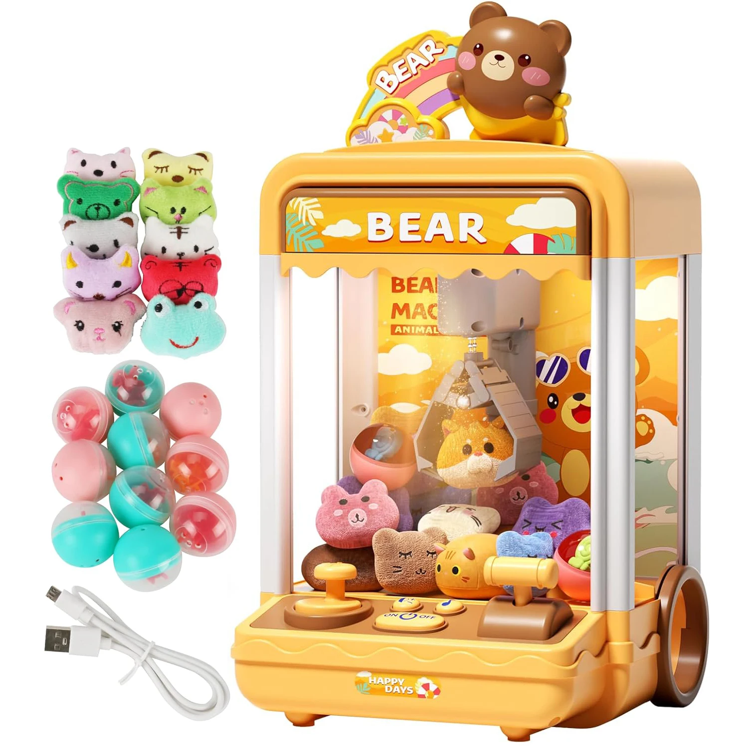 Mini Small Cute Bear Claw Machine Toys Kit Arcade Games for Home Fun ...
