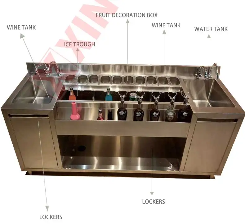 Customized Cocktail Station - Stainless Steel Bar Table