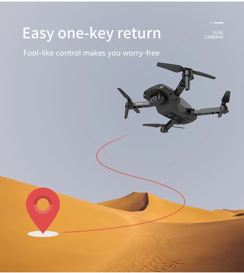 E99 Drone Pro 2 - Foldable, Dual 4K Camera, 10-20min Flight