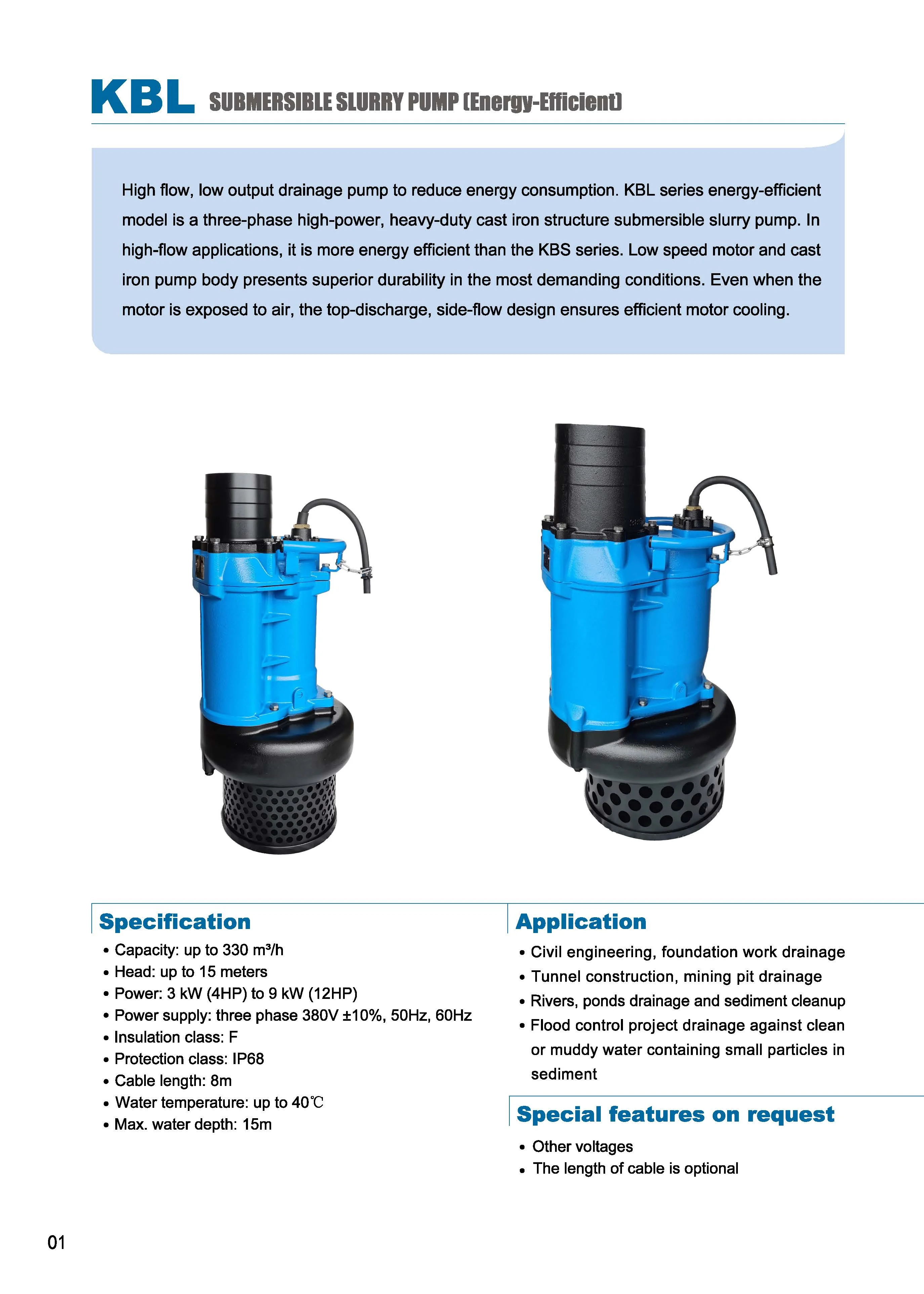 MEUDY KBL High-Pressure Three-Phase Motor 12HP Sewage Submersible Pump ...