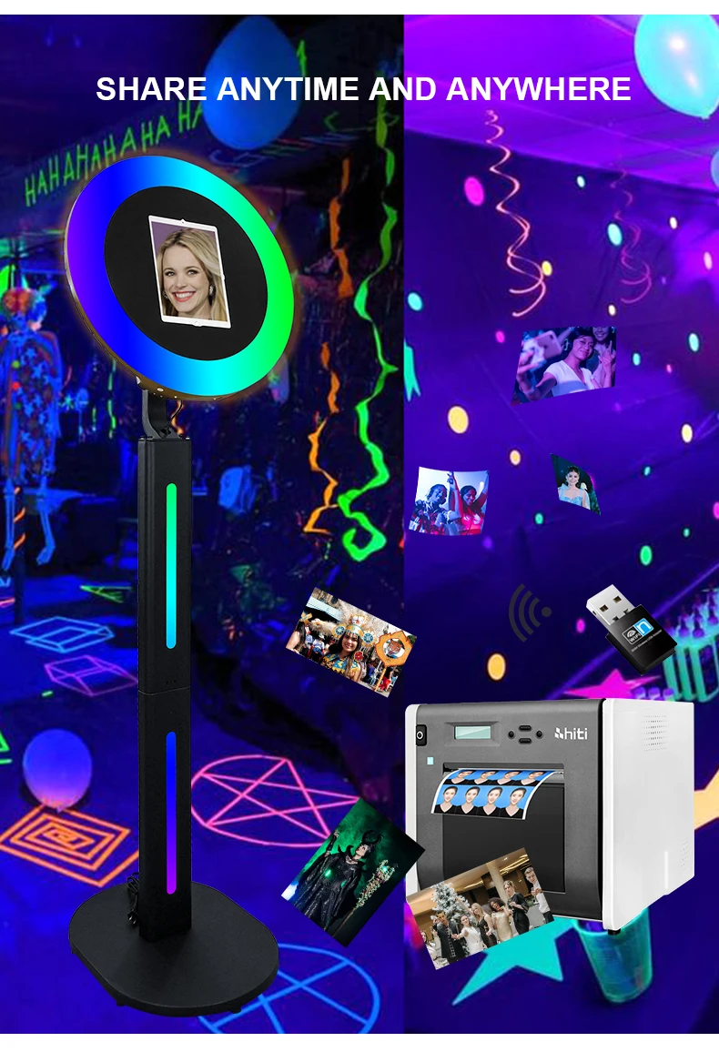 Led Ring Light Photo Booth Shell Portable Floor Stand Photo Booth Kiosk ...