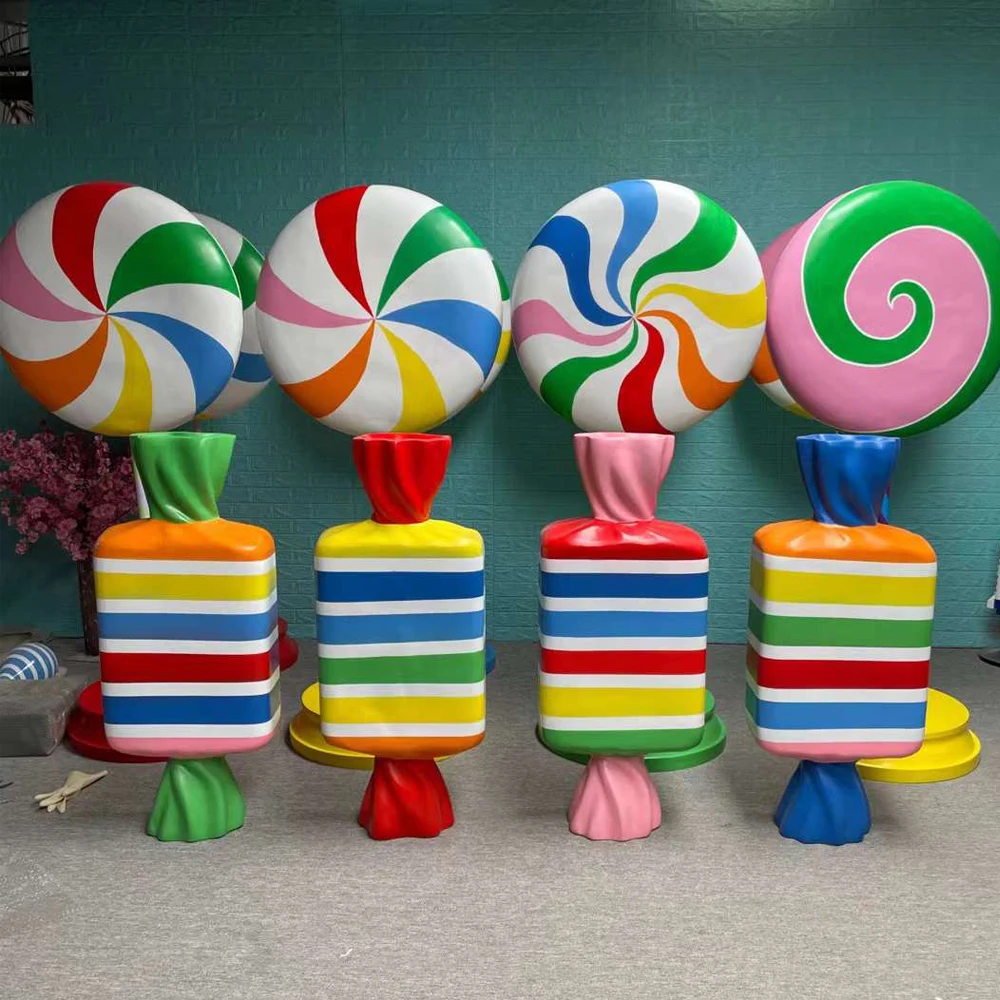 Fiberglass Figurine Candyland Giant Candy Lollipop Display Props Fibre ...