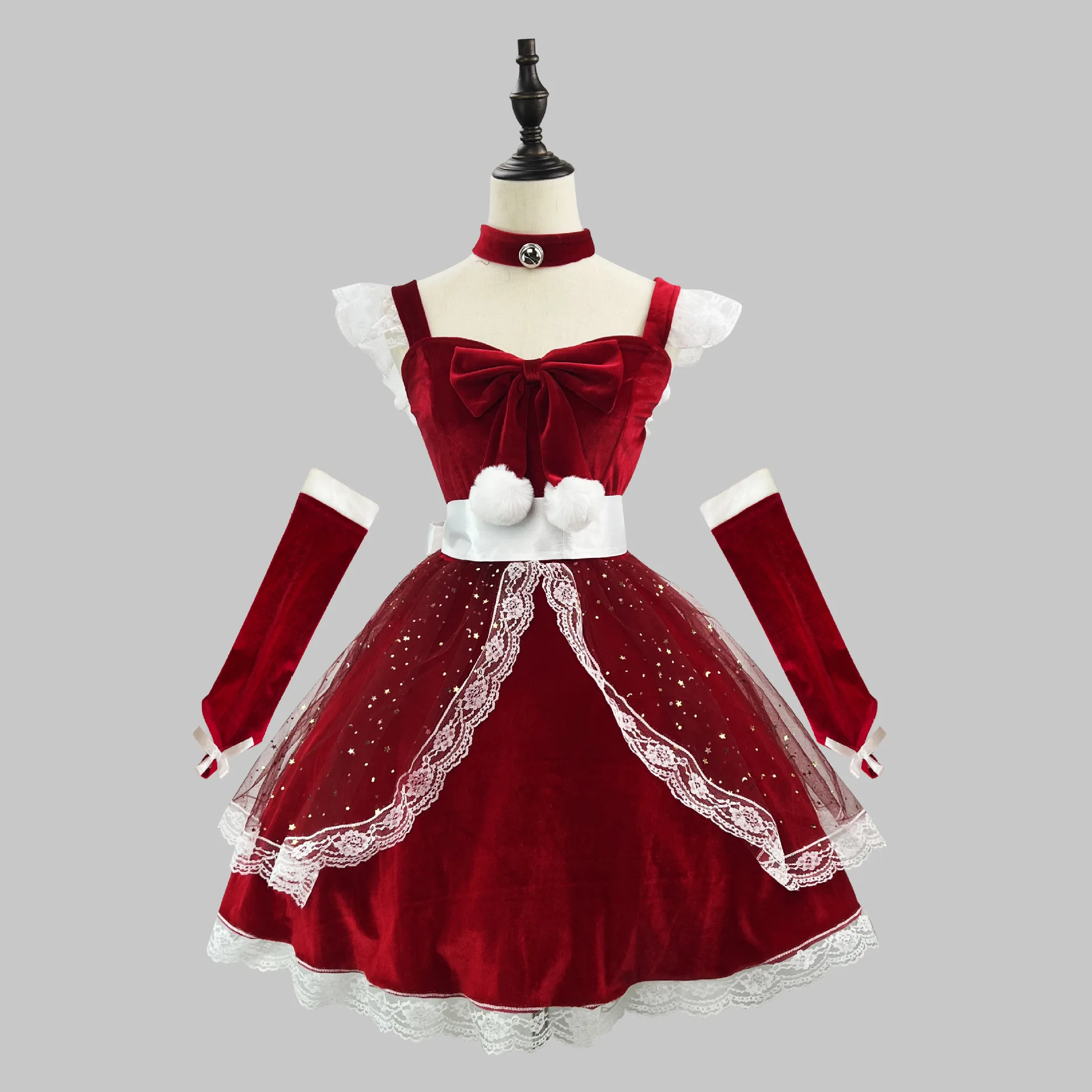 Alibaba.com: Wine Red Flash Princess Christmas Dress, Kawaii Maid ...