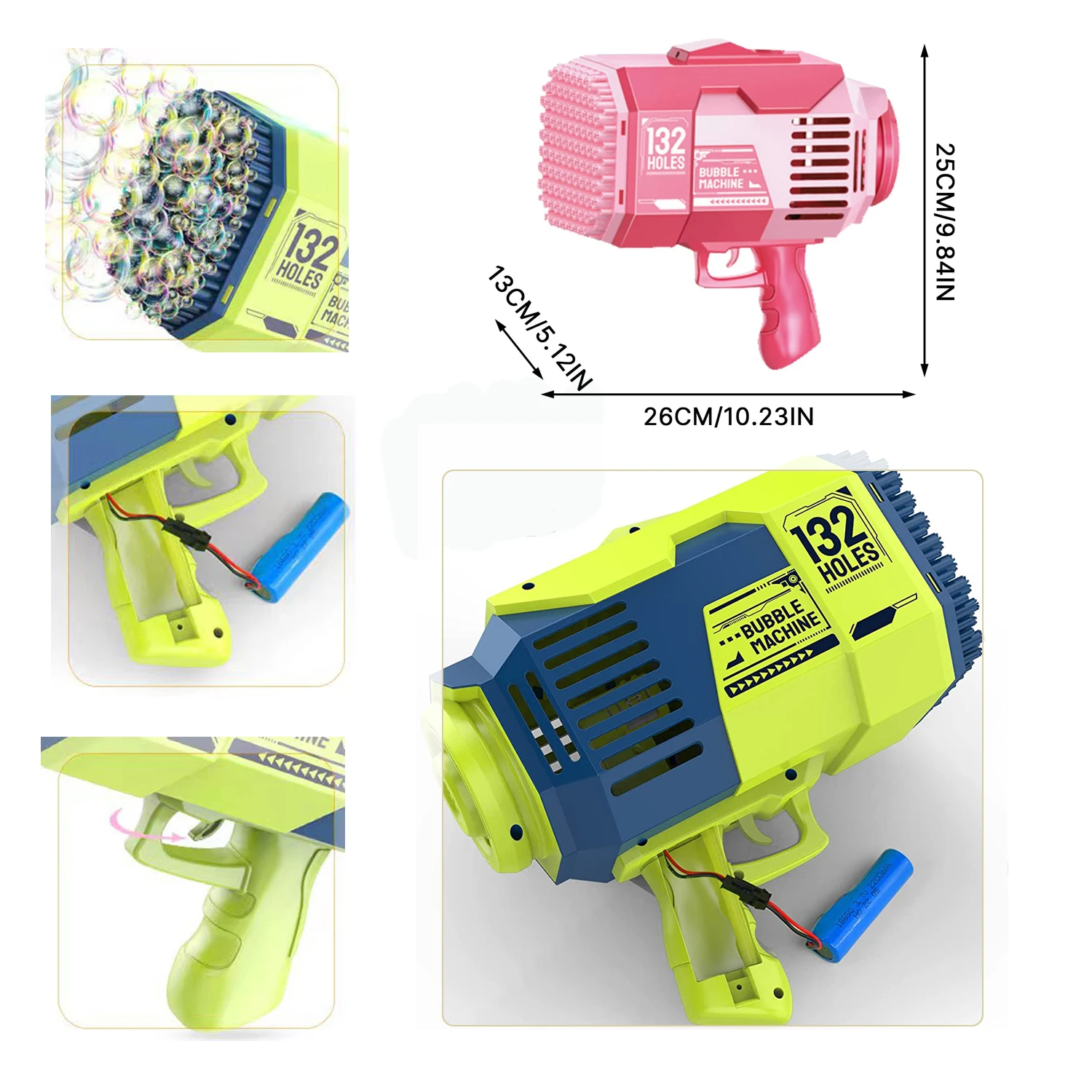 132 Holes Rocket Bazooka Bubble Gun For Kids Outdoor Play Children ...