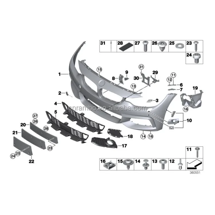 Oem 51118060879前保险杠，带4个垫圈孔，用于4系列f32 2014-2020 - Buy 适用于4系f32 2014-2020的 ...