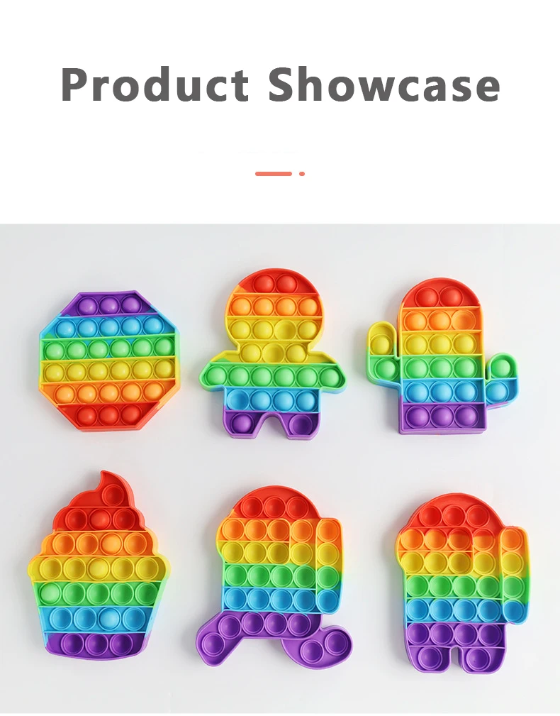 Children Silicone Push Pop Bubble Sensory Fidget Toy Stress Reliever ...