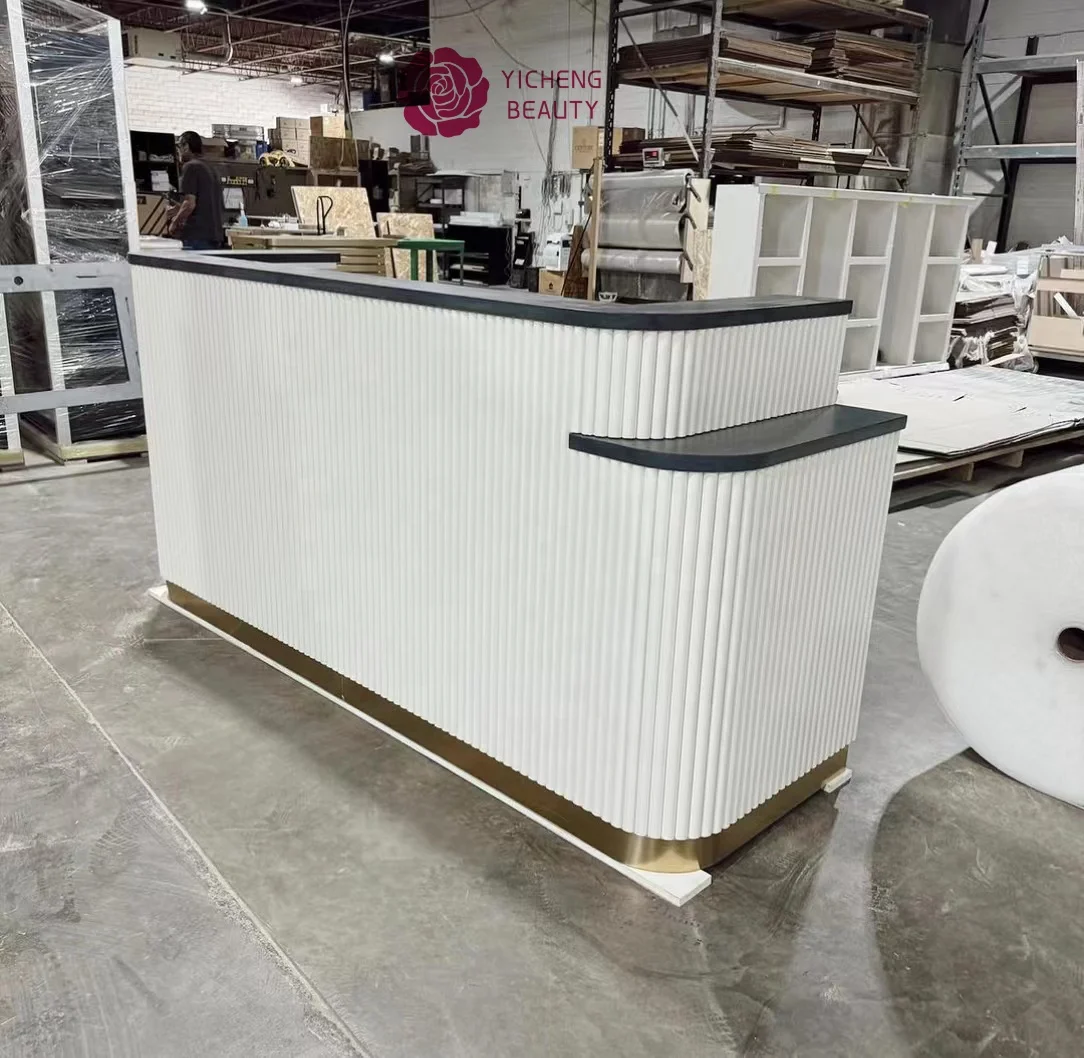 Yicheng Beauty reception desk design reception desk table Wooden salon ...