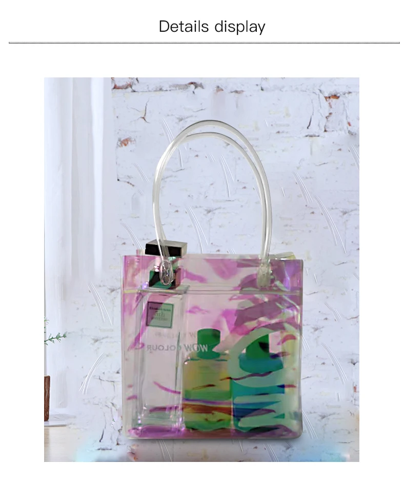 Small Holographic Gift Bags,Holographic Transparent Tote Handbag,Pink ...