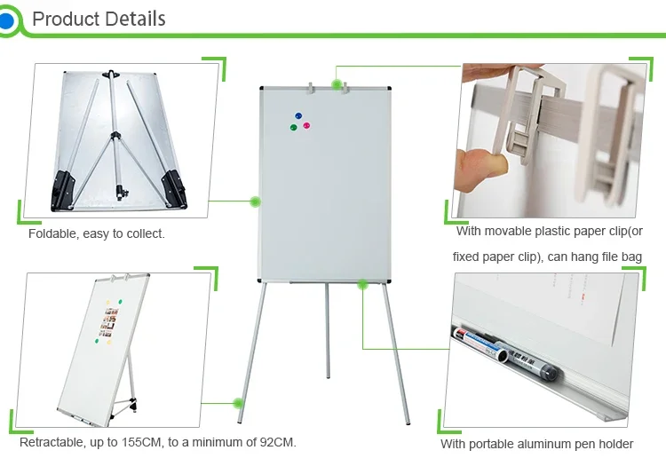 Magnetic Display Whiteboard - Adjustable Tripod Flip Chart