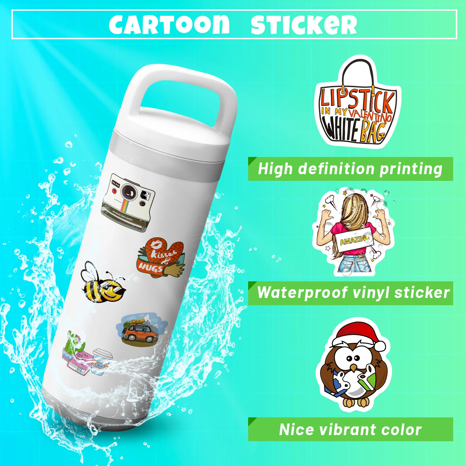 Custom Design Cute PVC Vinyl Sticker Pack Printing Kawaii