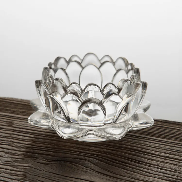 Luxury Lotus Shape Crystal Glass Candle Vessel Decorative