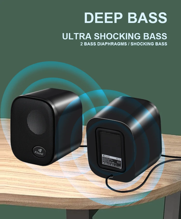Kisonli KS-10 Real Sound 2-Inch USB Speakers for Computers, Laptops ...