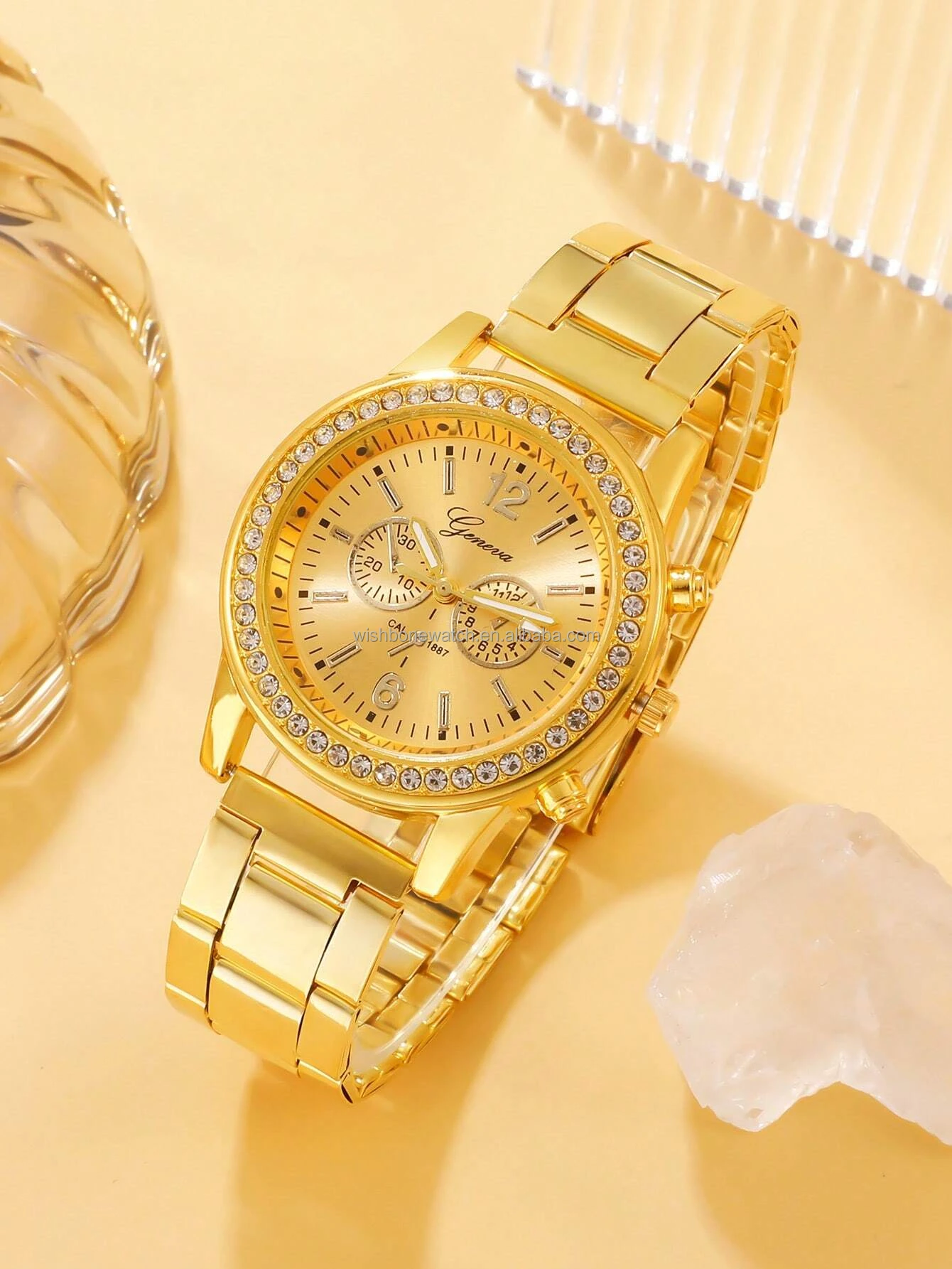 102021 Women's Gold-tone Alloy Rings Watch With Gorgeous Full ...