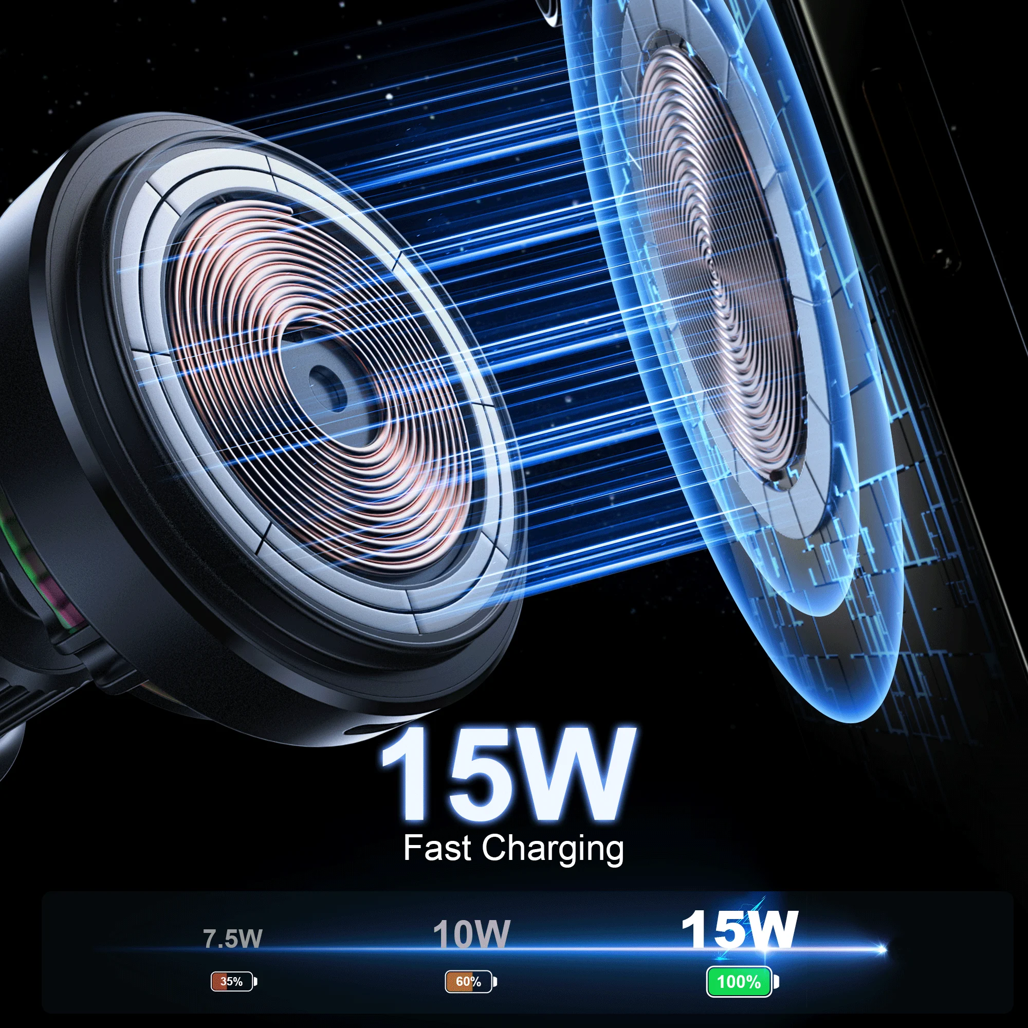 Qi Magnetic Wireless Charging Smartphone Cooler Air Cooling Dashboard ...