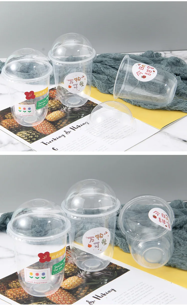 U-Shaped Disposable Clear Plastic Fat Fat Milk Tea Cup Dessert Mousse ...