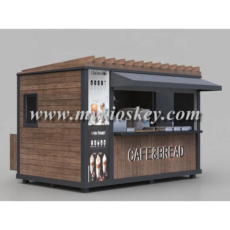 Solid Wood Outdoor Kiosk Design - Fast Food & Coffee Stalls